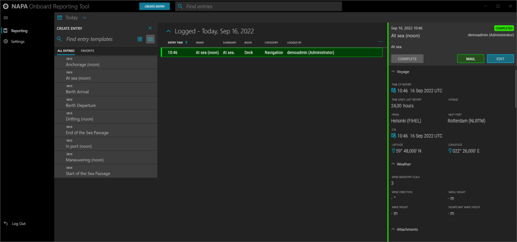 Regulatory Reporting – NAPA